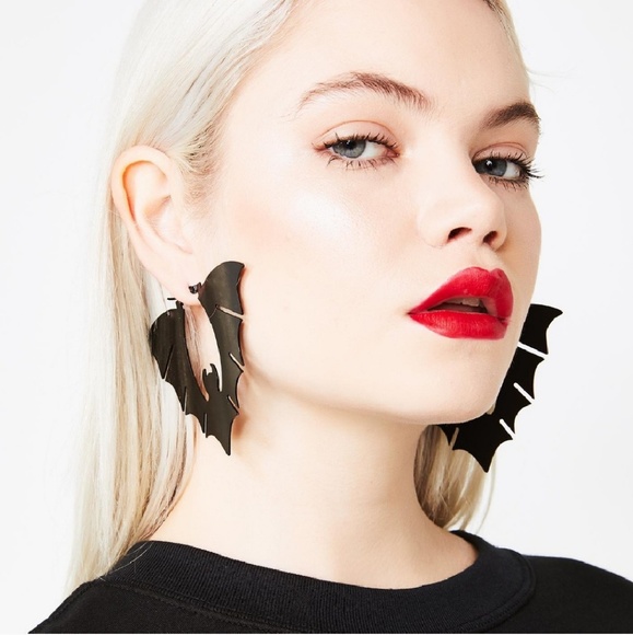 Dolls Kill | Jewelry | Nwt Large Black Bat Earrings | Poshmark